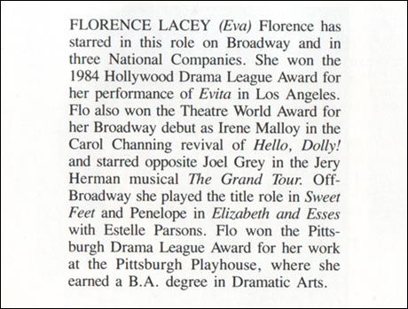 PHOTO SPECIAL: The Evita Files — Florence Lacey | Playbill